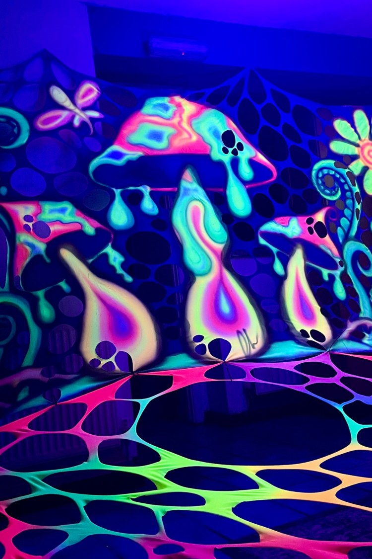 Giant UV Psychedelic Mushroom and LED Inflatable Party Props Hire Pack ...