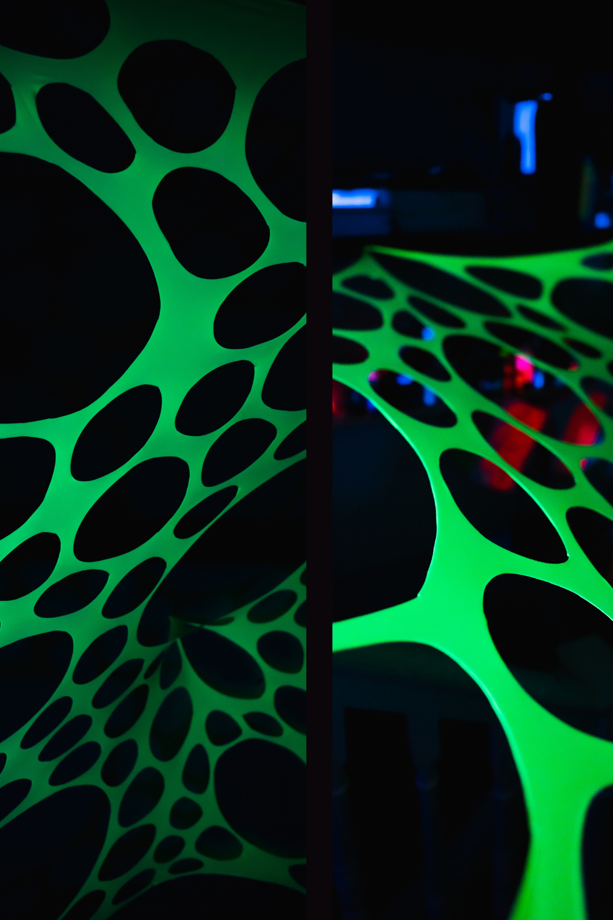 UV Green Event Decoration Hire Pack. Set Of 2 Neon Stretchy Webs ...