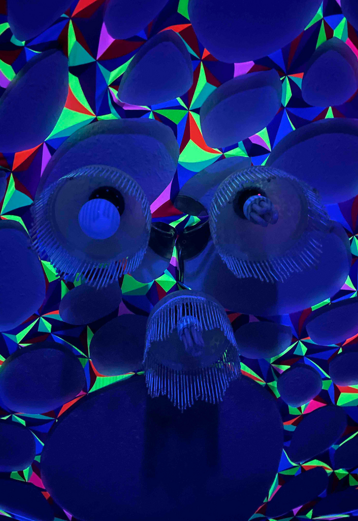 UV decorations that stand out. Beautiful UV geometric ceiling canopy ...