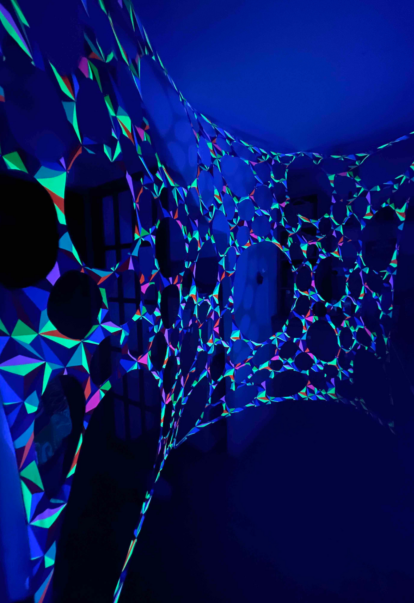 UV decorations that stand out. Beautiful UV geometric ceiling canopy ...